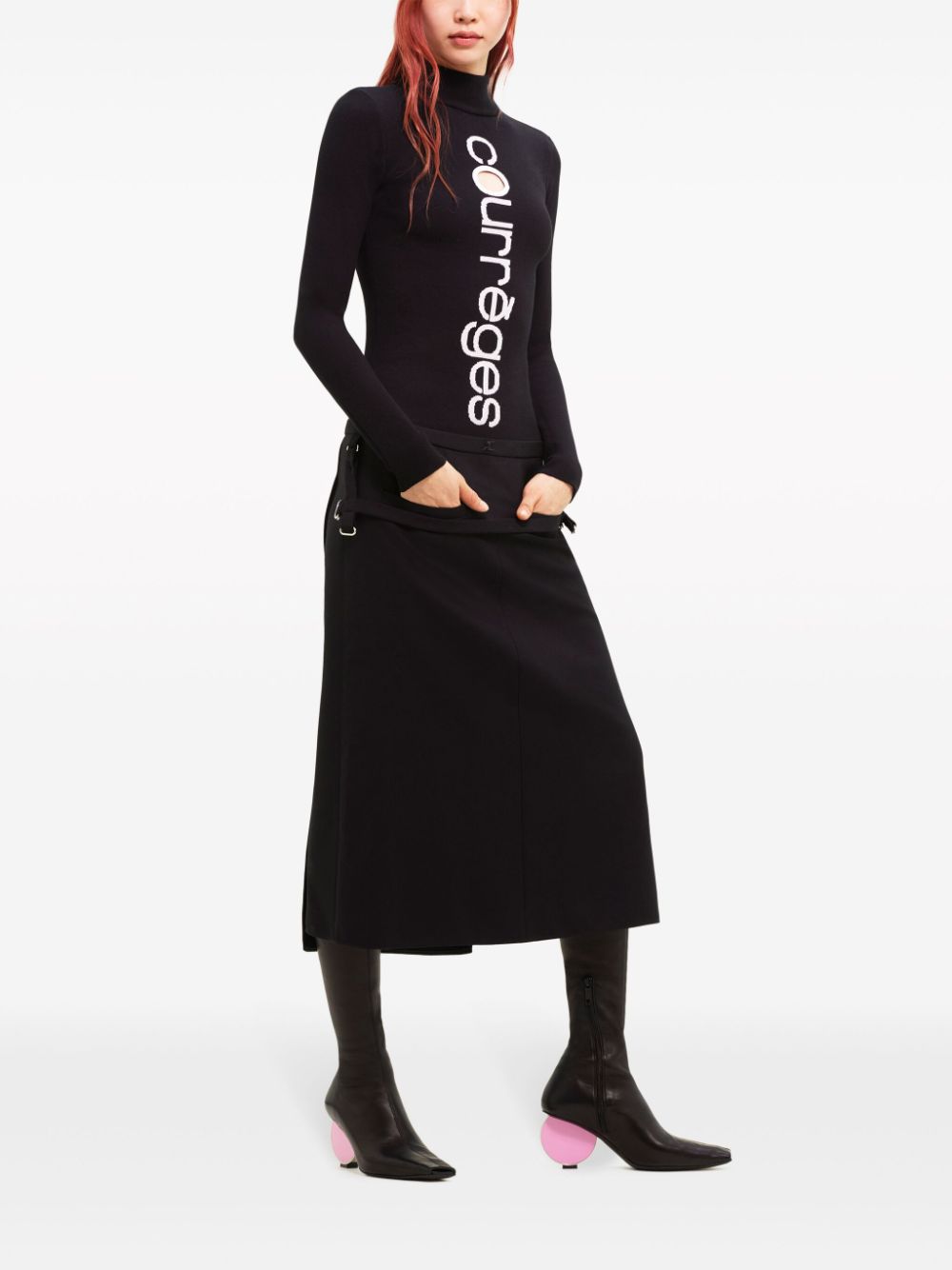 COURREGES Courrèges Panelled Virgin Wool Midi Skirt
