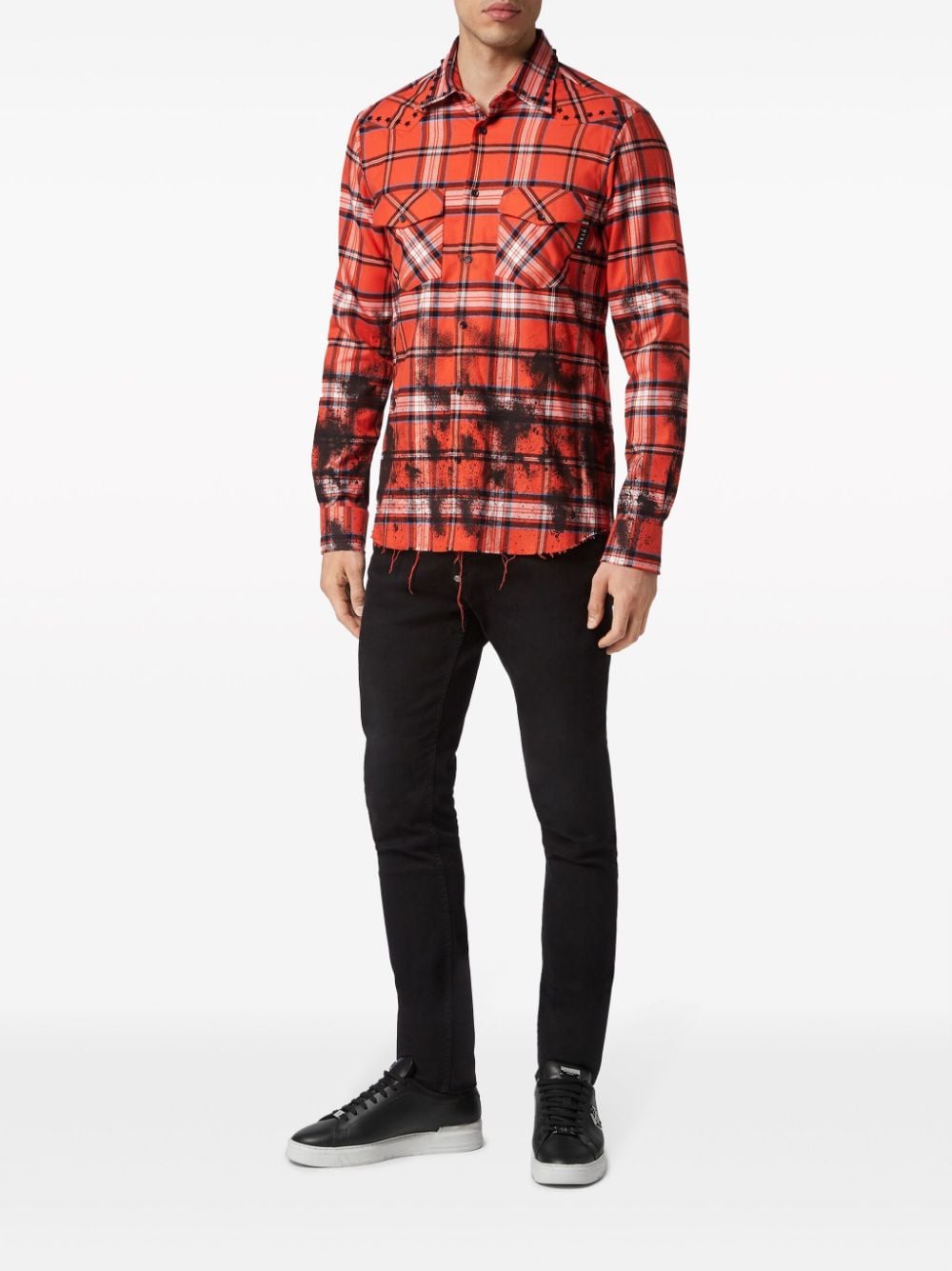 PHILIPP PLEIN gothic plein tartan-print shirt