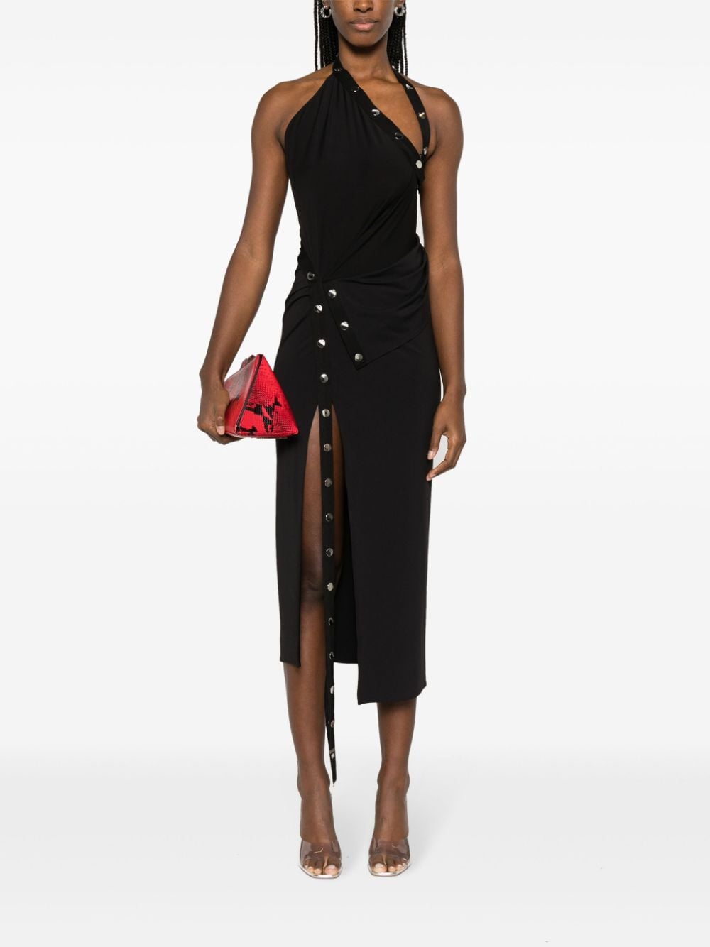 ATTICO The Attico One-Shoulder Asymmetric Midi Dress