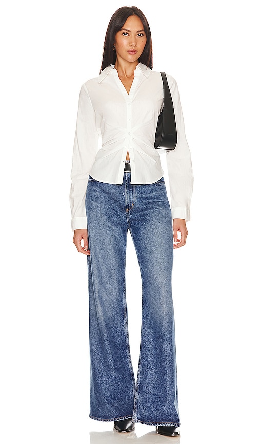 PAIGE PAIGE Alera Ruched Front Poplin Shirt