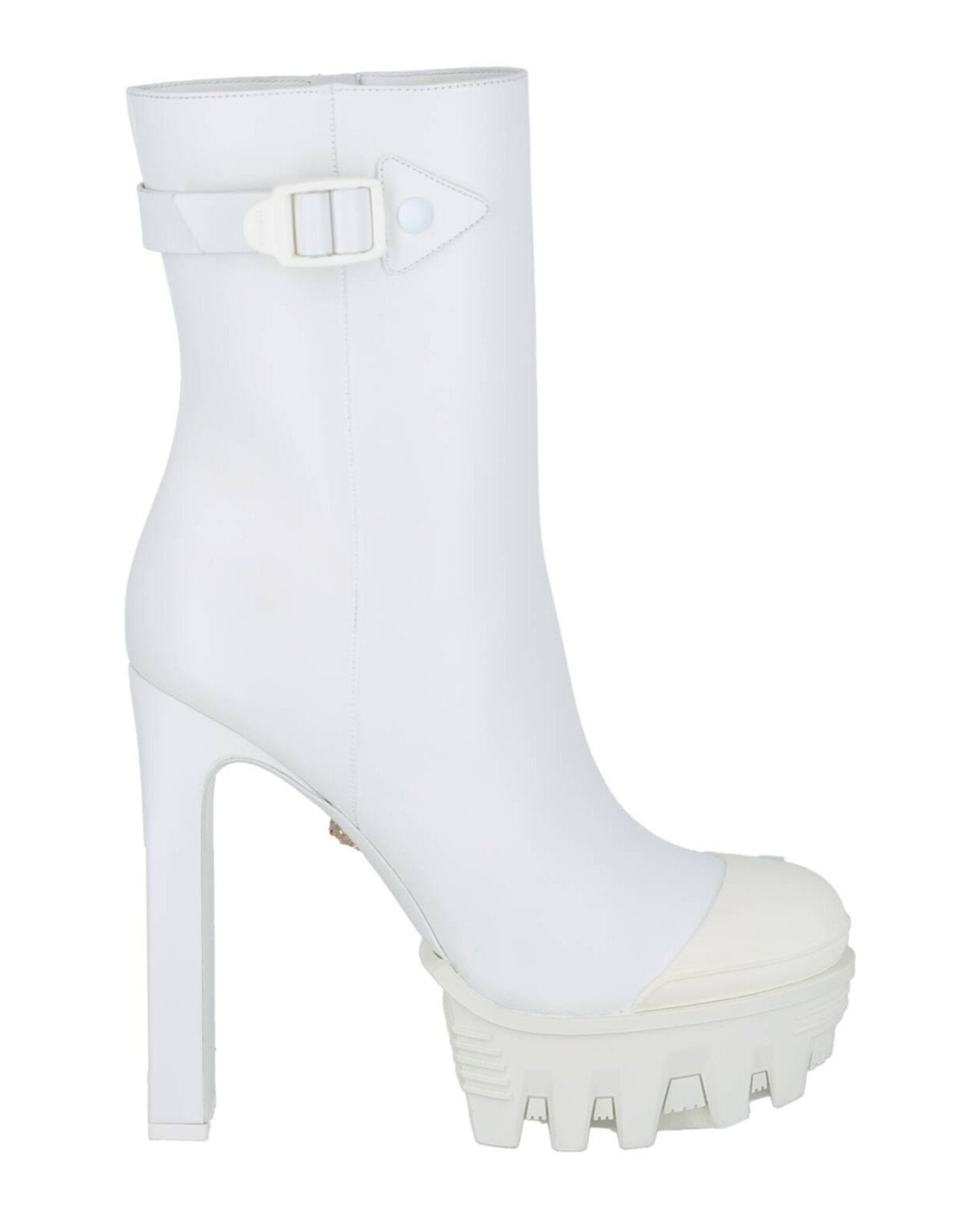 Versace Delphi Leather Ankle Boots In White 70% Off Editorialist