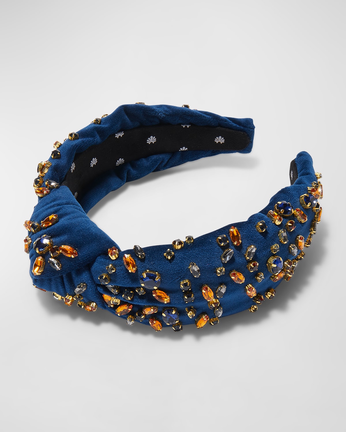 Lele Sadoughi Embellished Velvet Knotted Headband - Navy  display picture 1