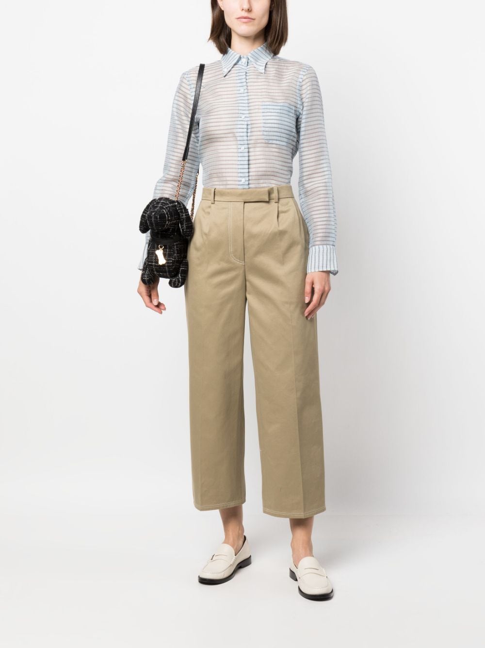 THOM BROWNE Thom Browne Pleated Cropped Cotton Trousers