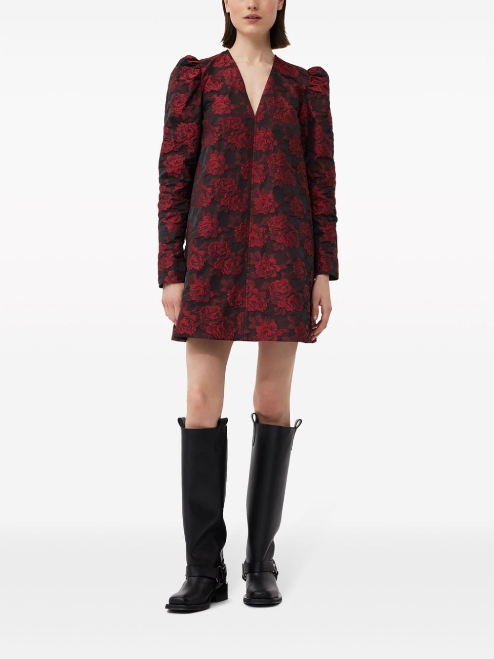 GANNI GANNI Botanical-Print Jacquard Minidress