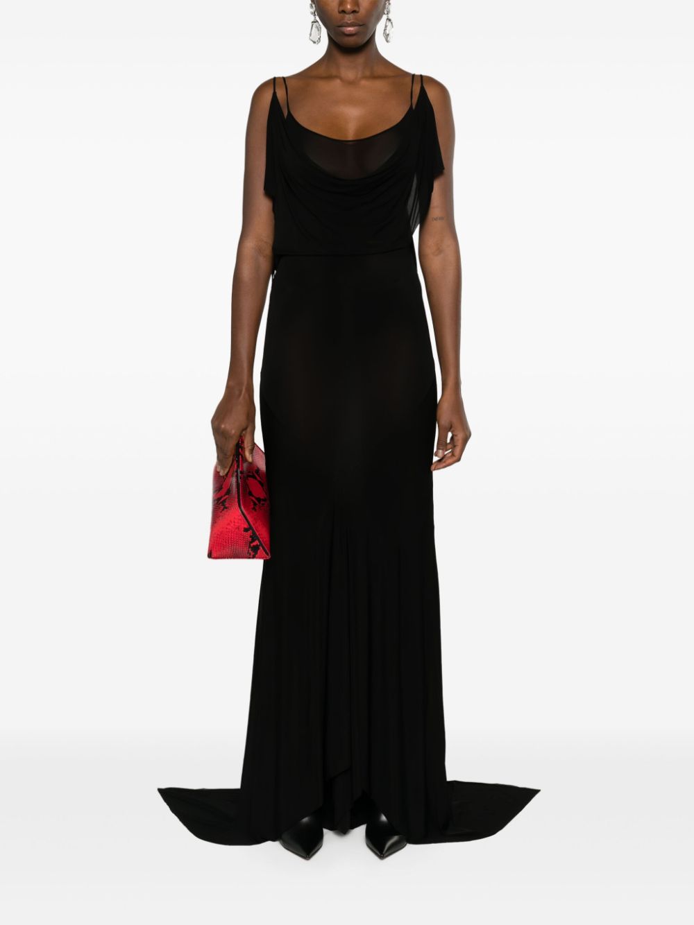 ATTICO The Attico Draped Semi-Sheer Maxi Dress