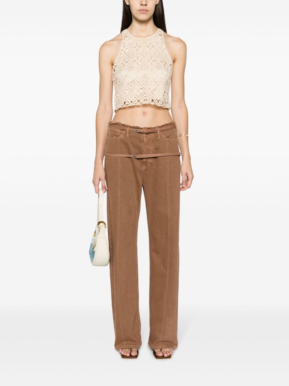 OFF-WHITE Off-White Crochet Knit Cropped Tank Top