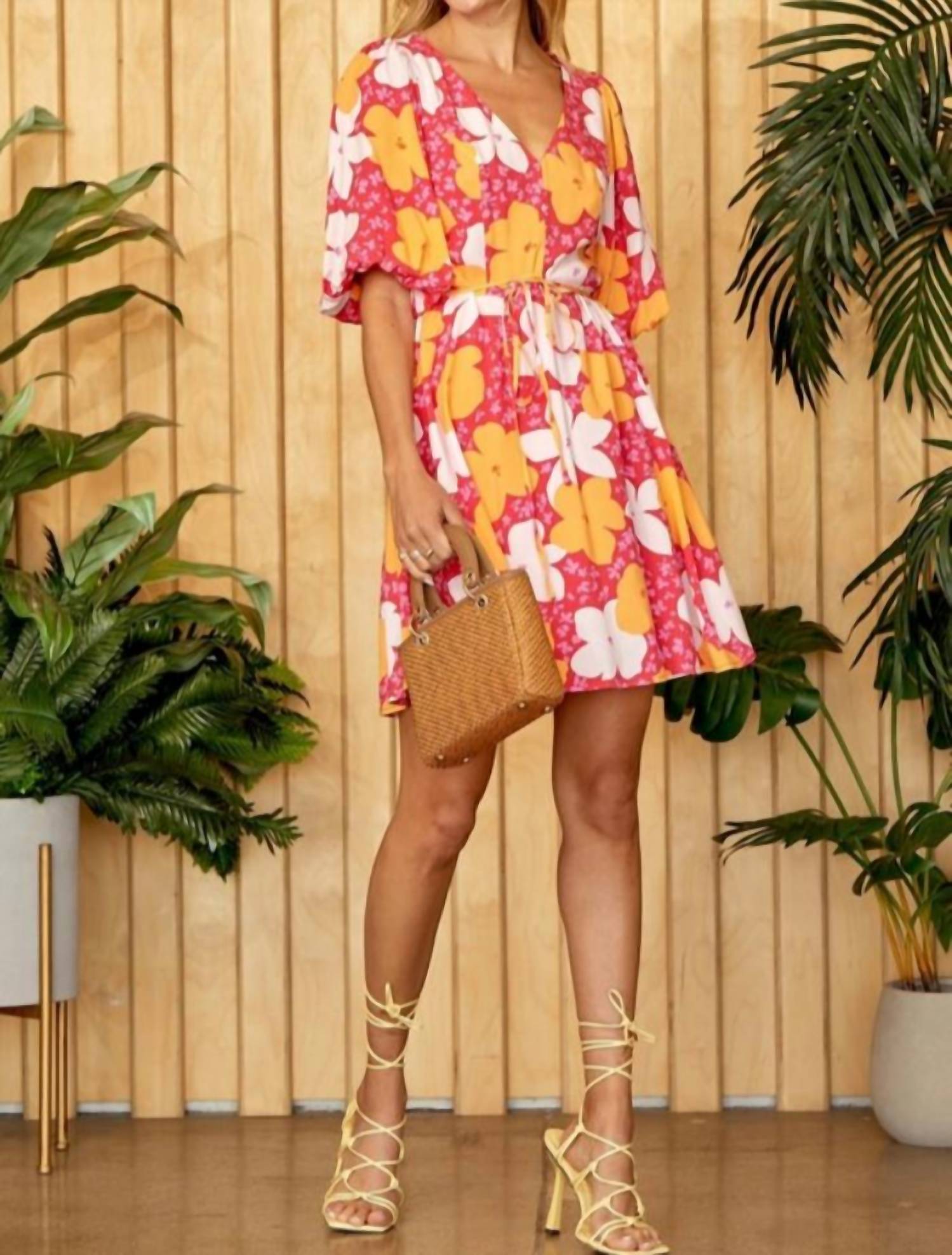 Andree By Unit Floral Puff Sleeve Dress In Multi - 53% Off | Editorialist