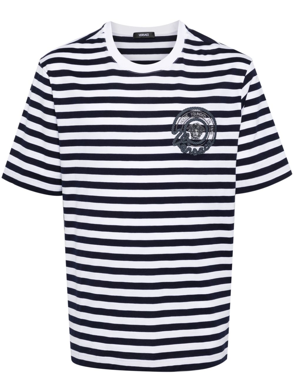 Versace Nautical Stripe T-Shirt - Blue - 44% Off | Editorialist