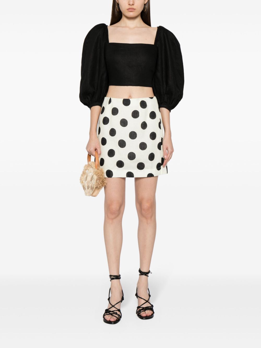 CALA DE LA CRUZ Cala de la Cruz Lulo Polka Dot Linen Skirt