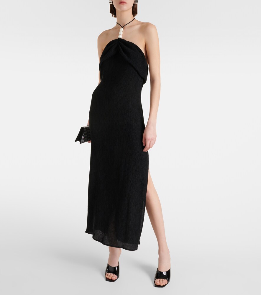 MAGDA BUTRYM pearl-detail halterneck midi dress