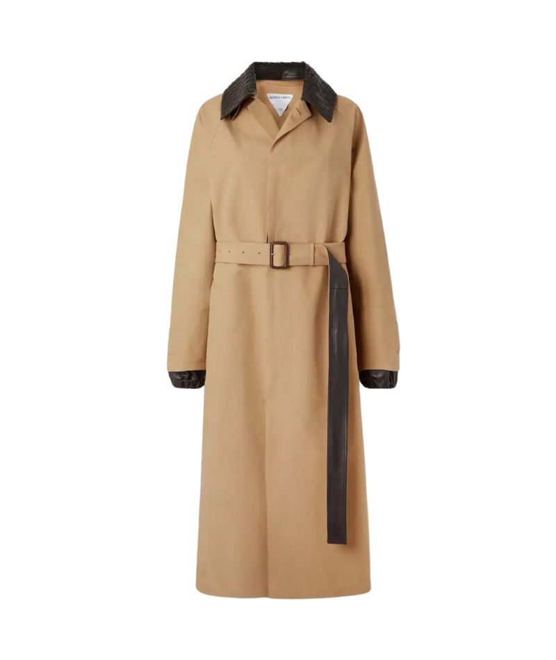 Bottega Veneta Leather-Trimmed Trench Coat - Neutrals