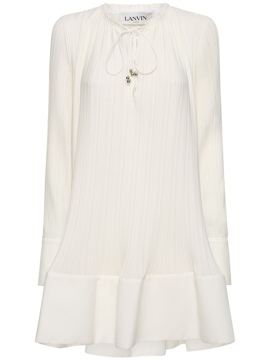 Lanvin Pleated Viscose Flared Mini Dress In White - 55% Off | Editorialist