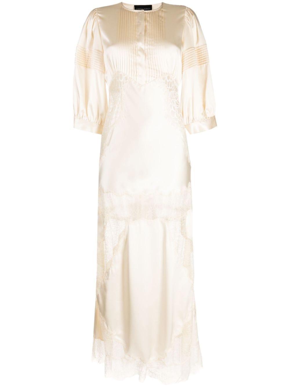 Cynthia Rowley Charmeuse Lace Silk Dress - Neutrals | Editorialist
