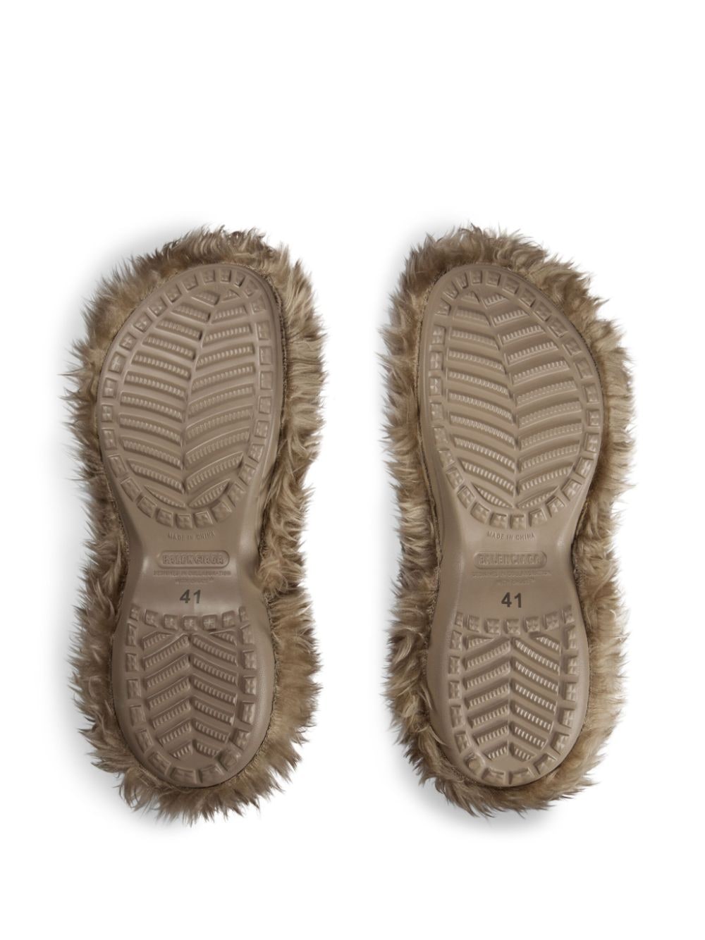 Balenciaga X Crocs Faux-Fur Mules - Brown | Editorialist
