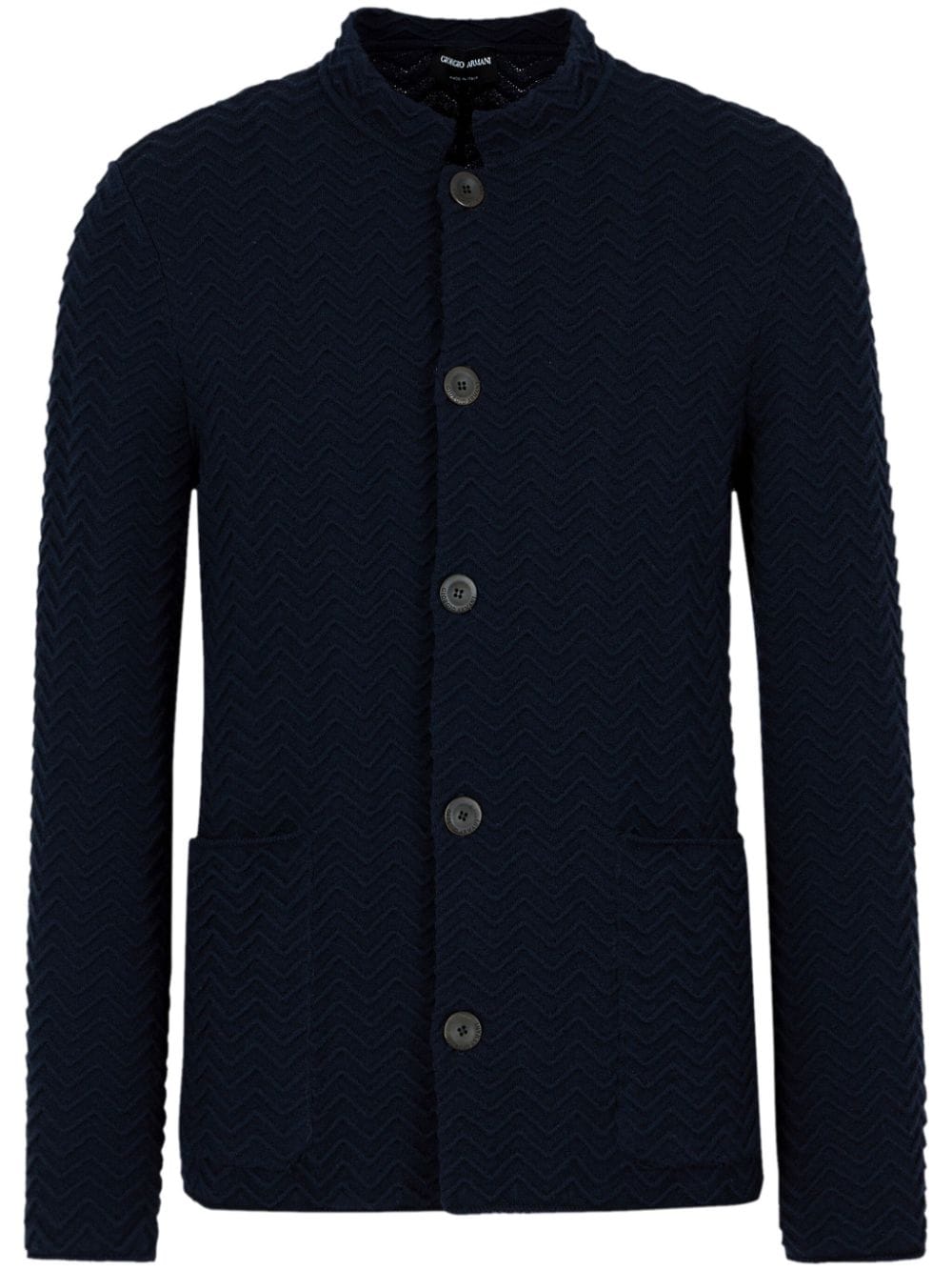 トップス Giorgio armani zigzag wool cardigan Giorgio Armani Zigzag-Embroidered Cardigan In Blue - 48% Off