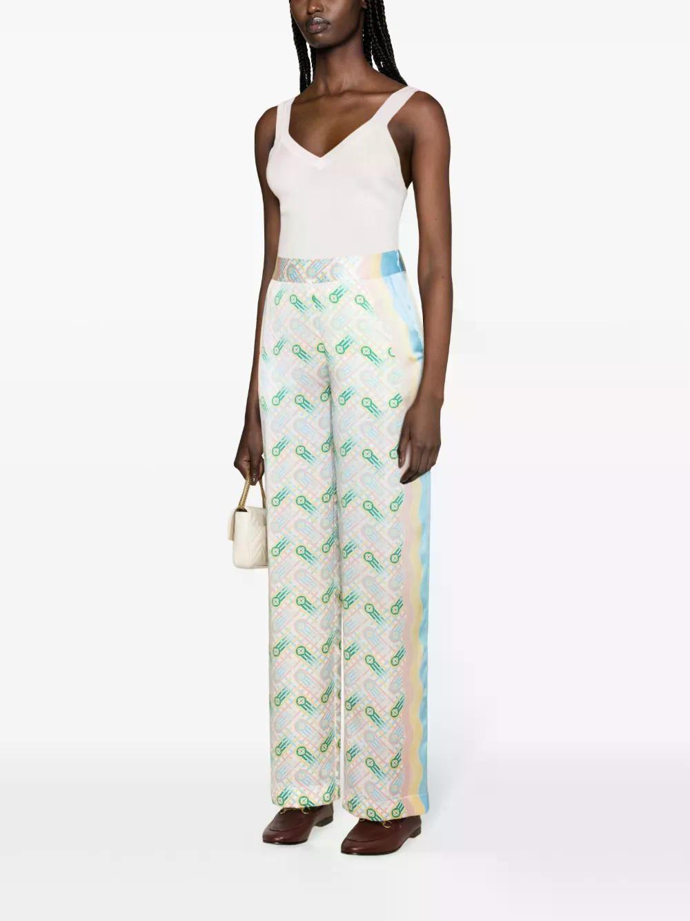 CASABLANCA Casablanca Graphic-Print Silk Trousers