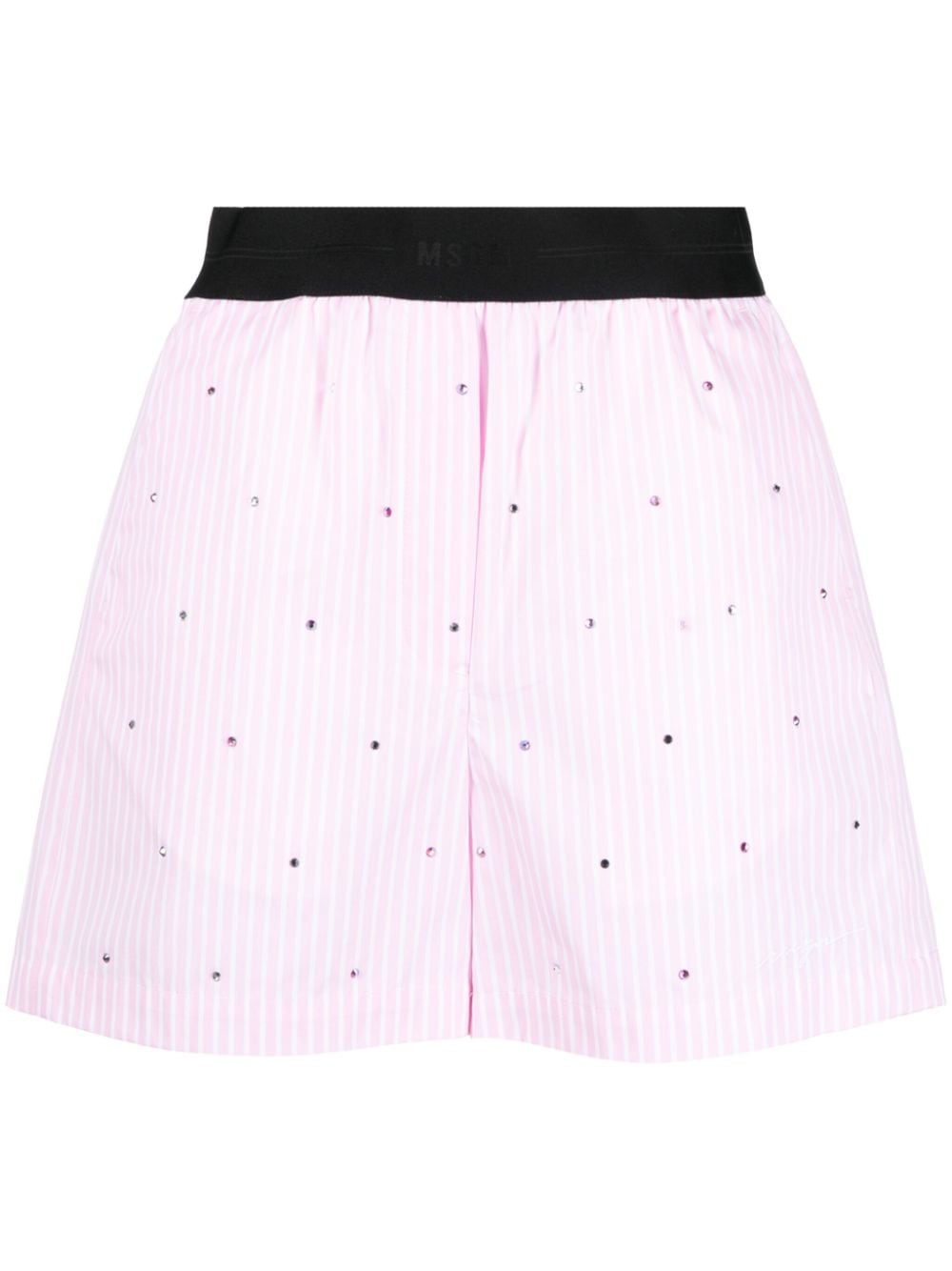 MSGM MSGM Rhinestone-Embellished Striped Shorts