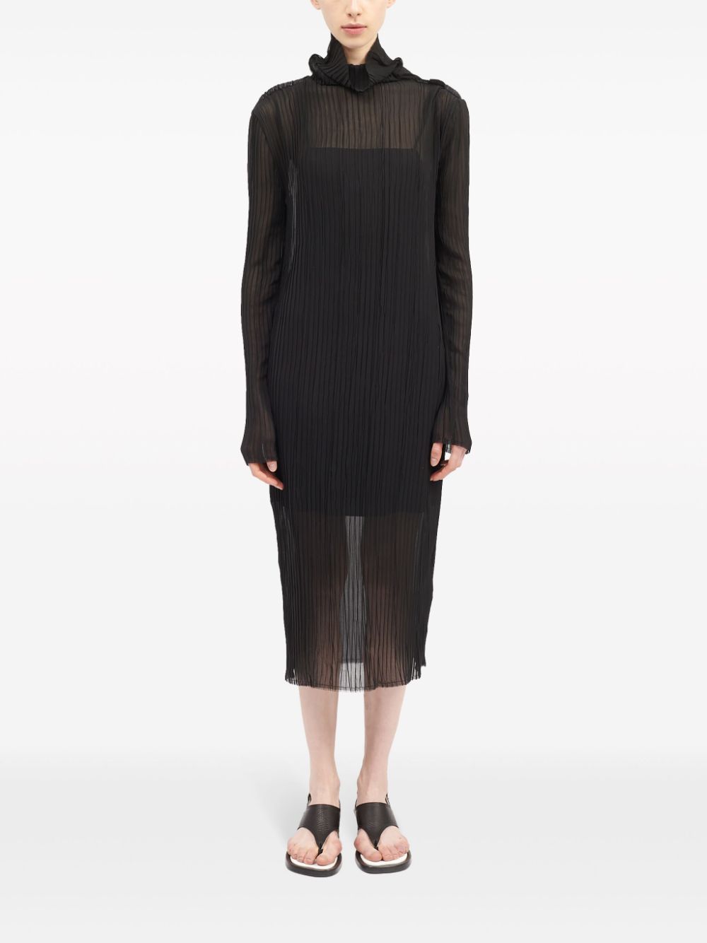 MAISON MARGIELA MM6 Maison Margiela Long Sleeve Plissé Midi Dress