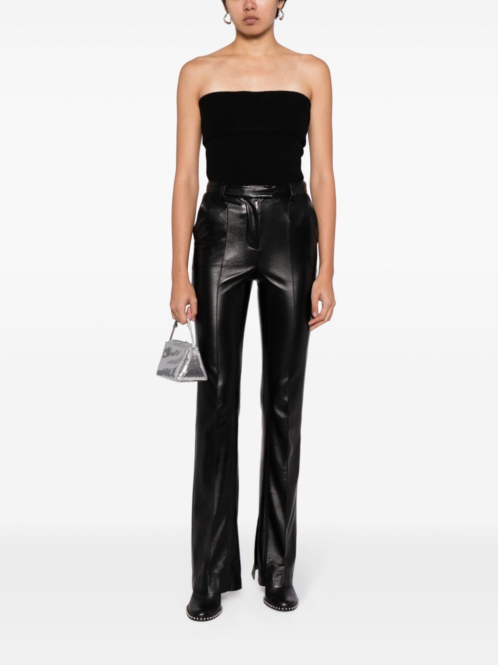 ALEXANDER WANG Alexander Wang Double-Layer Ribbed-Knit Strapless Top