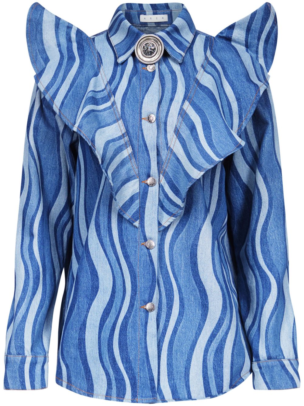 AREA AREA Sunray-Patterned Denim Shirt
