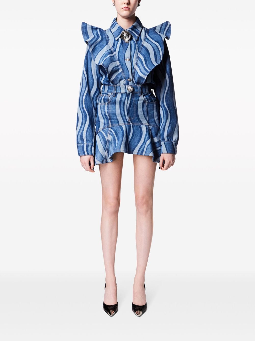 AREA AREA Sunray-Patterned Denim Shirt