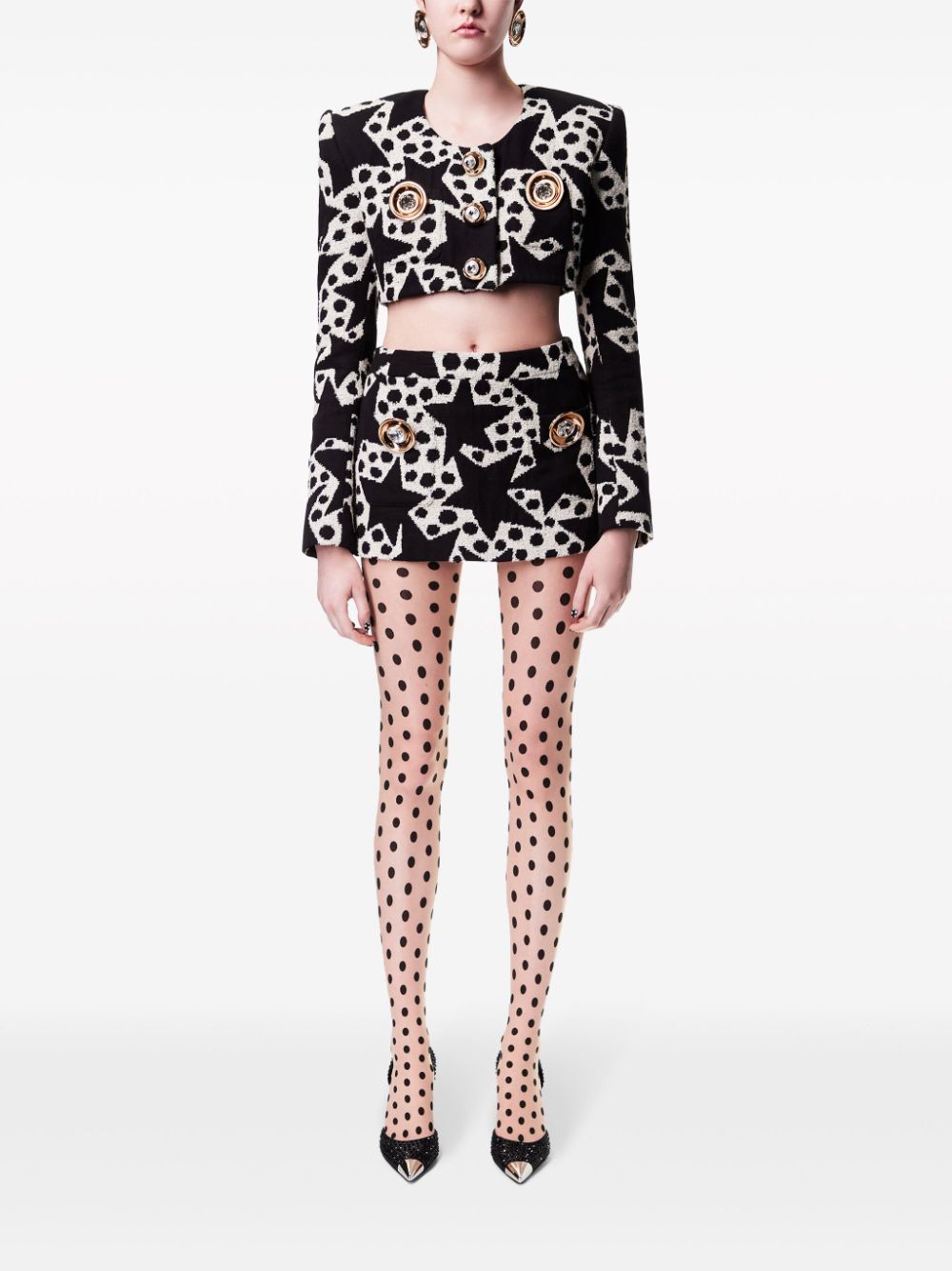 AREA AREA Crystal Medallion Jacquard Miniskirt