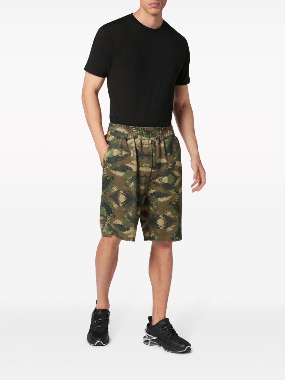 PLEIN SPORT Plein Sport Logo-Patch Camouflage Shorts