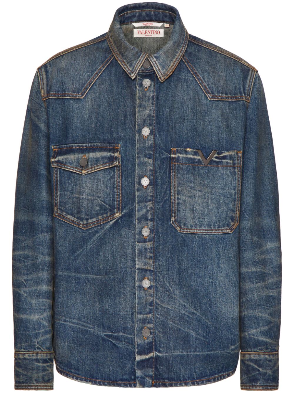 VALENTINO Valentino V-Logo Buttoned Denim Jacket