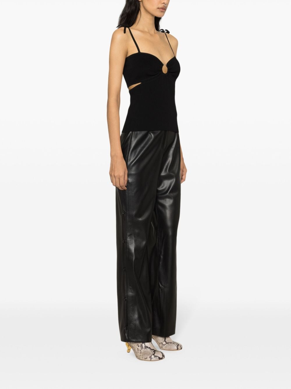 NANUSHKA Nanushka Tied-Straps Fine-Ribbed Top