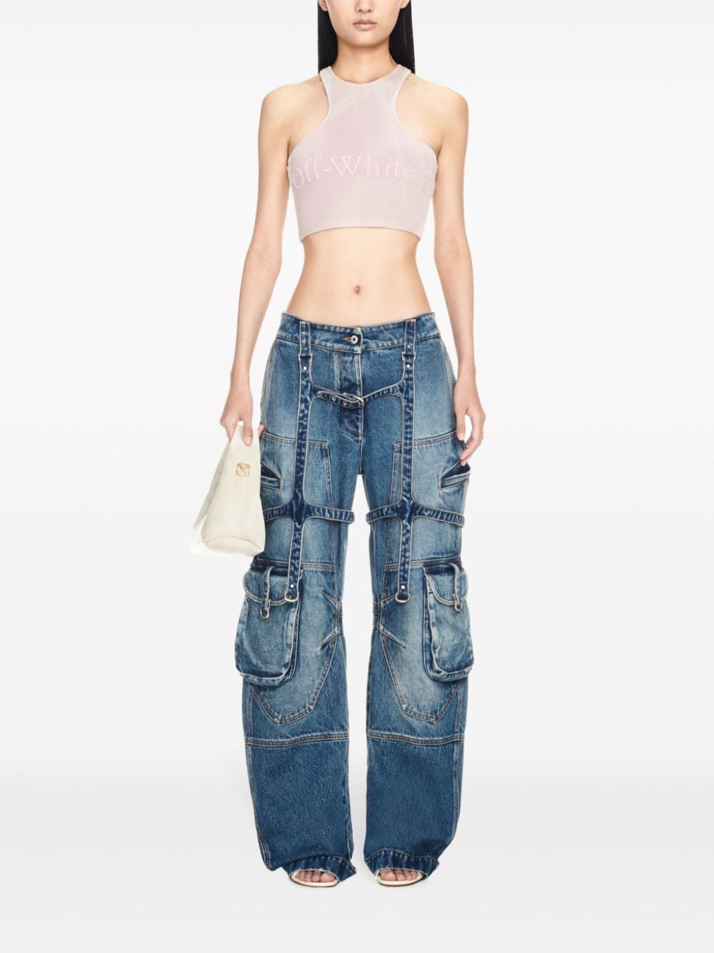 OFF-WHITE Ribbed Halterneck Crop Top
