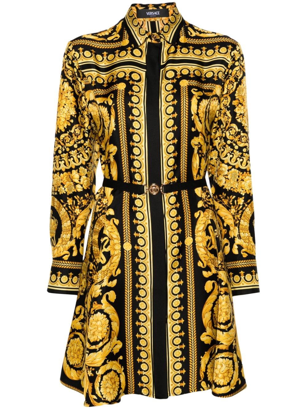 VERSACE Versace Heritage Baroque-Print Silk Mini Dress