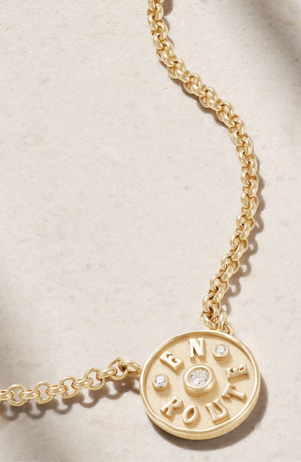Marlo Laz En Route Petite 14-Karat Diamond Medallion Necklace 