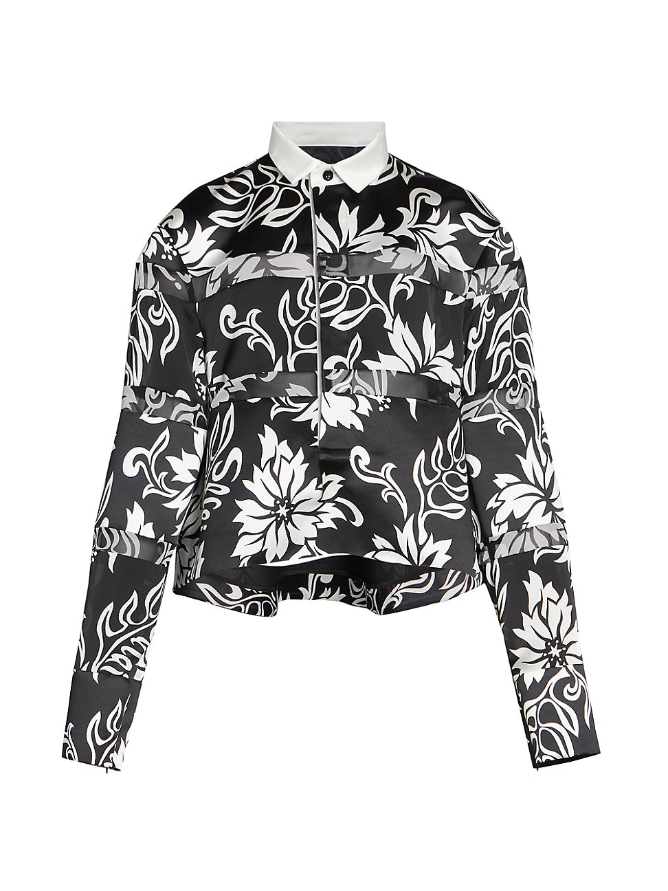 Sacai Floral Print Rugby Shirt In Black - 60% Off | Editorialist