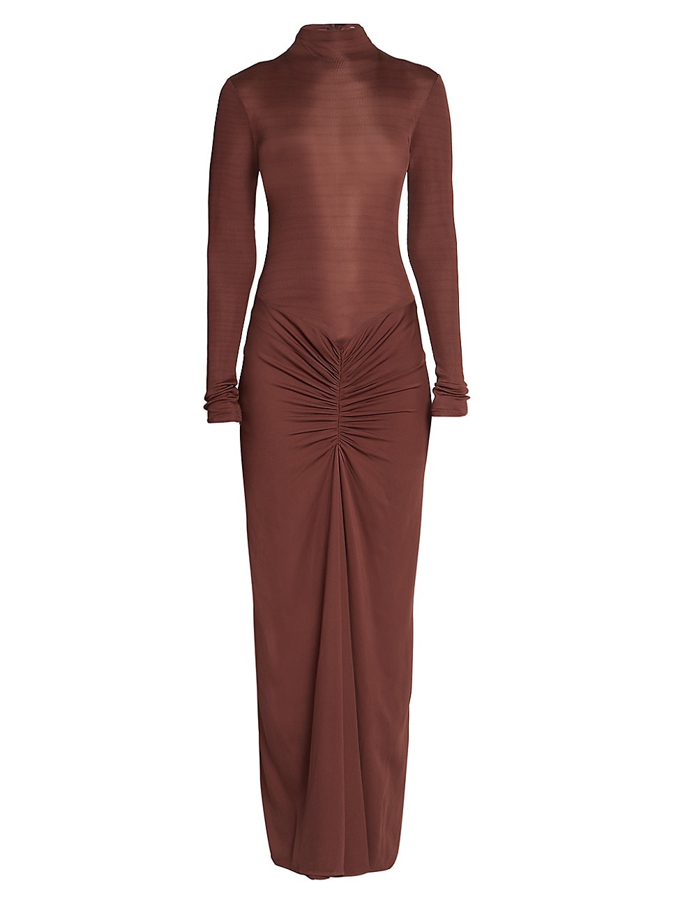 christopher esber fusion long sleeve gathered dress Christopher Esber Fusion Long-Sleeve Gathered Dress In Mahogany - 40% Off