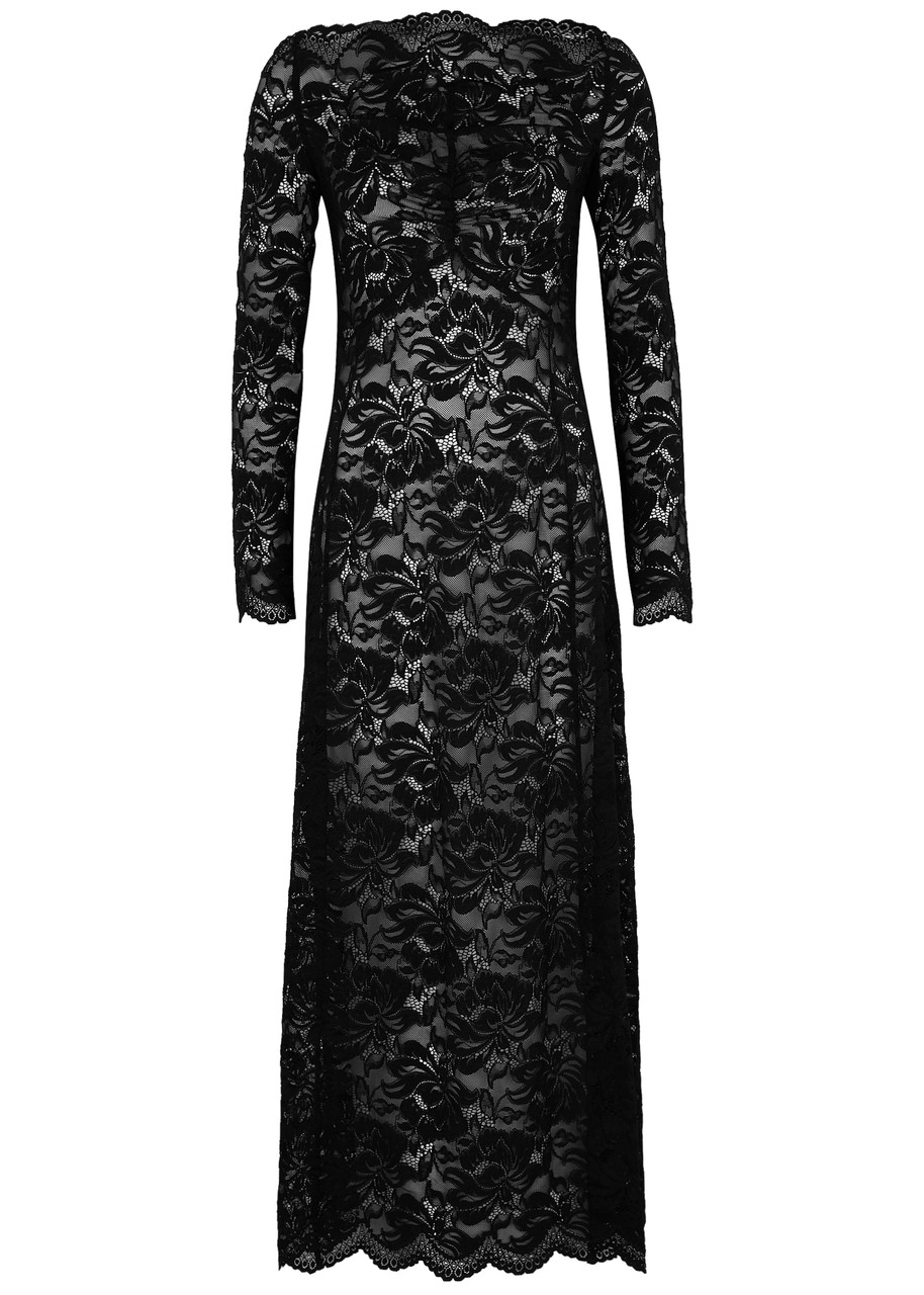 Rabanne Off-The-Shoulder Lace Maxi Dress - Black | Editorialist