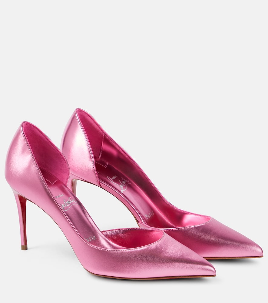 Christian Louboutin Iriza 85 Metallic Leather Pumps Pink