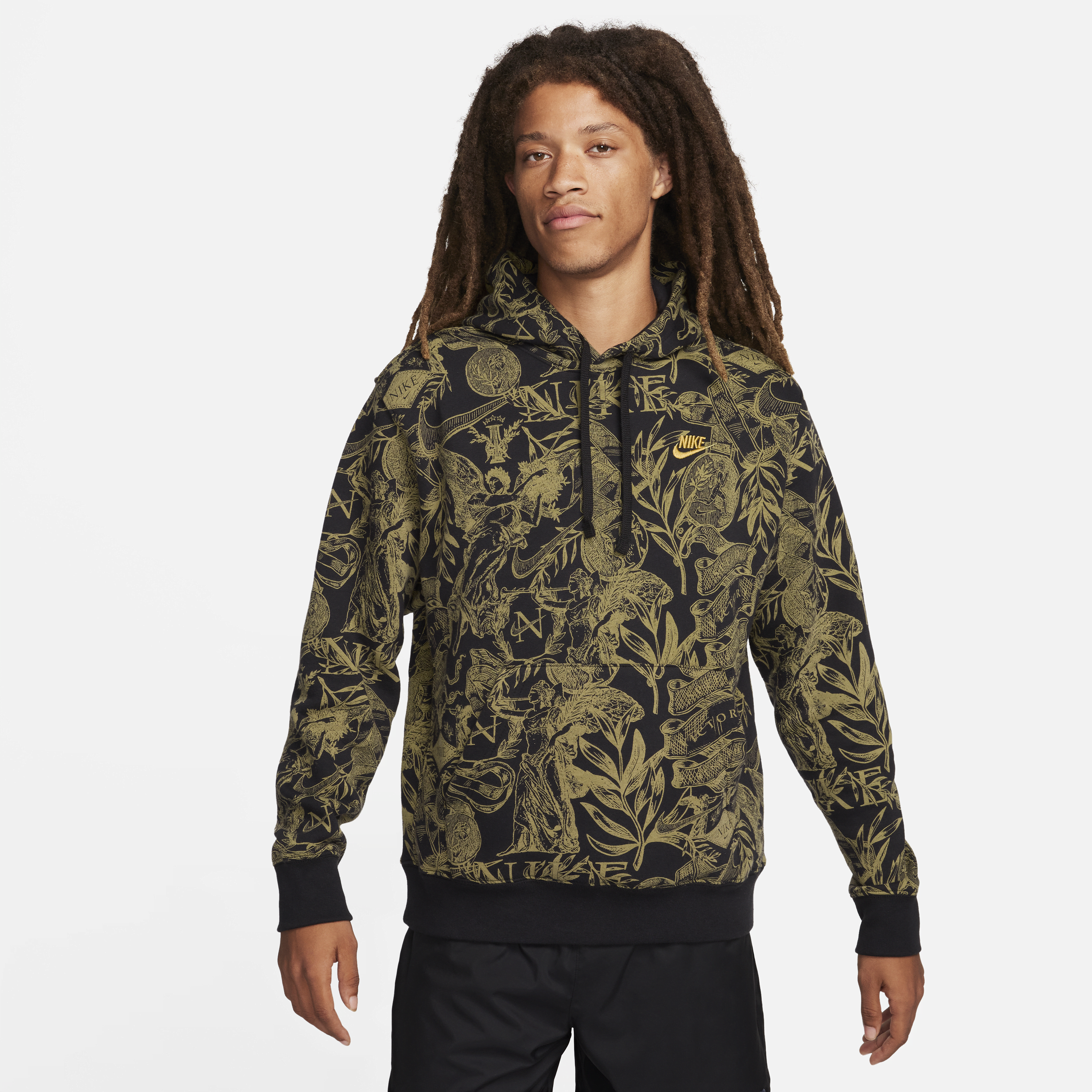 nike club fleece printed hoodie