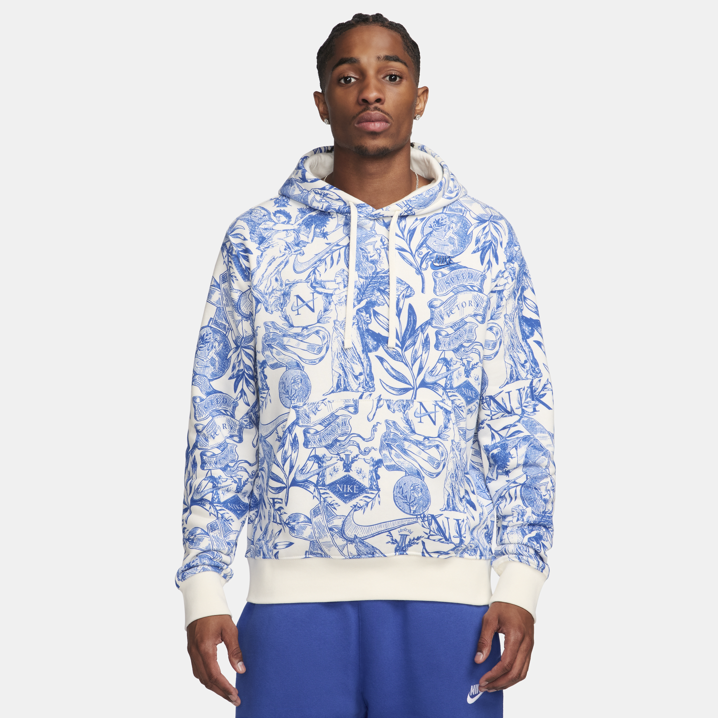 nike club fleece printed hoodie