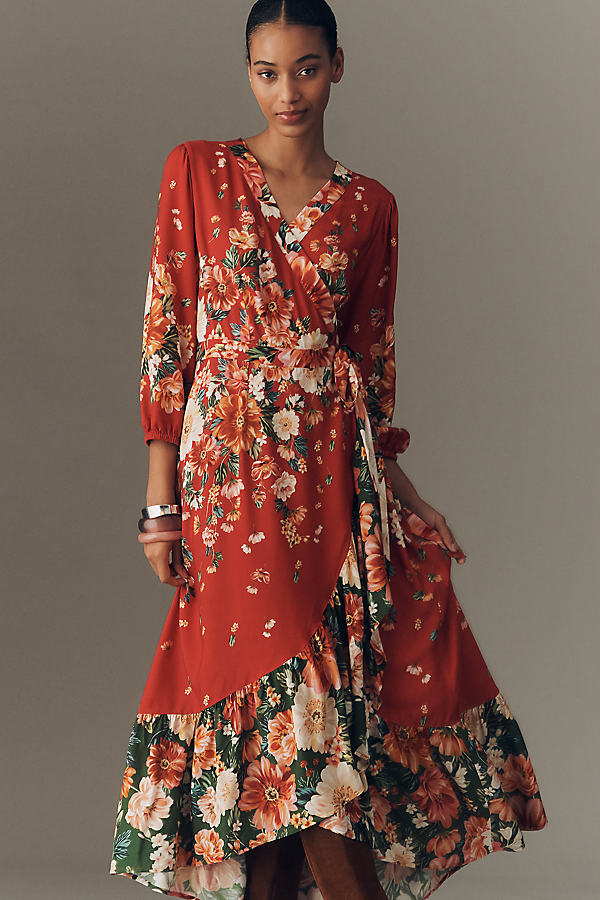 knee length dresses for ladies Farm Rio Garden Delight Long Sleeve Midi Dress main image 1