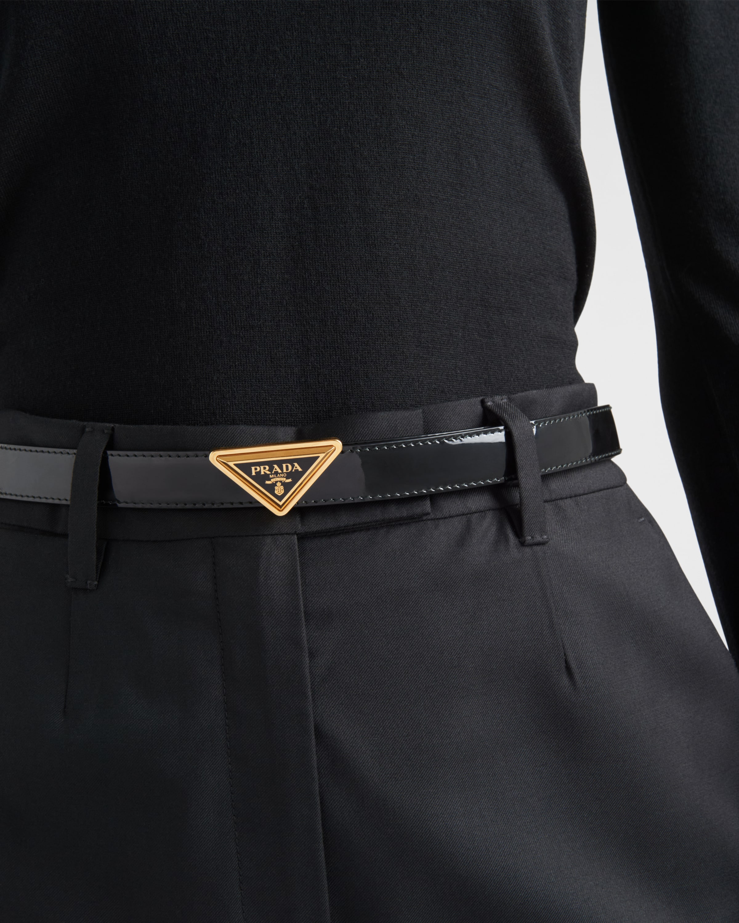 Prada Patent Leather Belt - Black | Editorialist