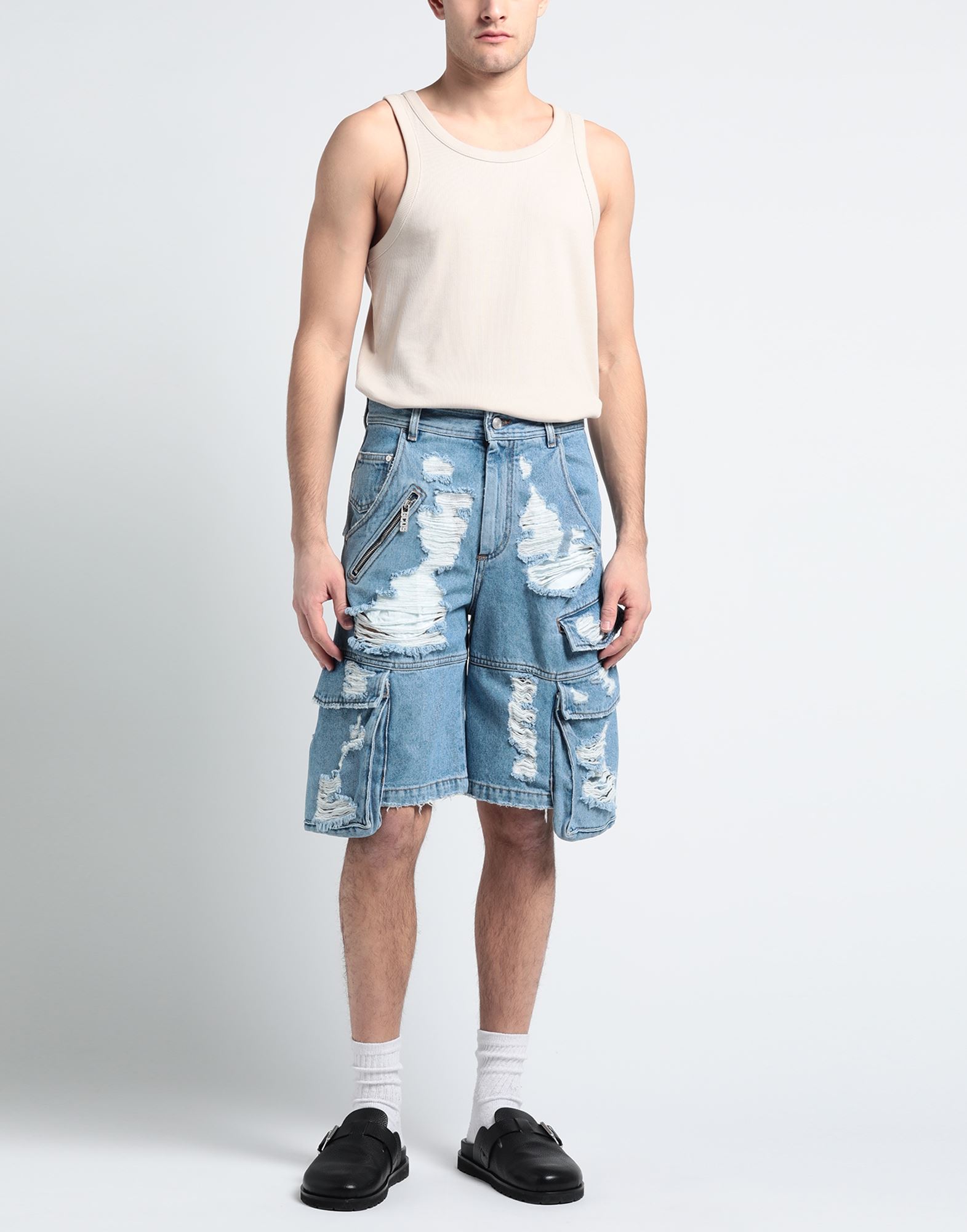 Julius Gas Mask Denim Cargo Shorts In Black - 40% Off | Editorialist