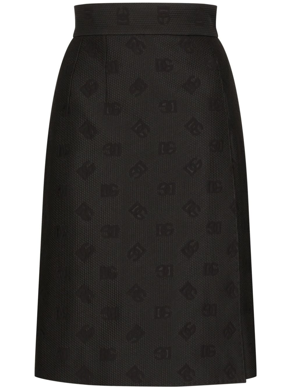 Dolce Gabbana Monogram Jacquard Midi Skirt In Black Editorialist