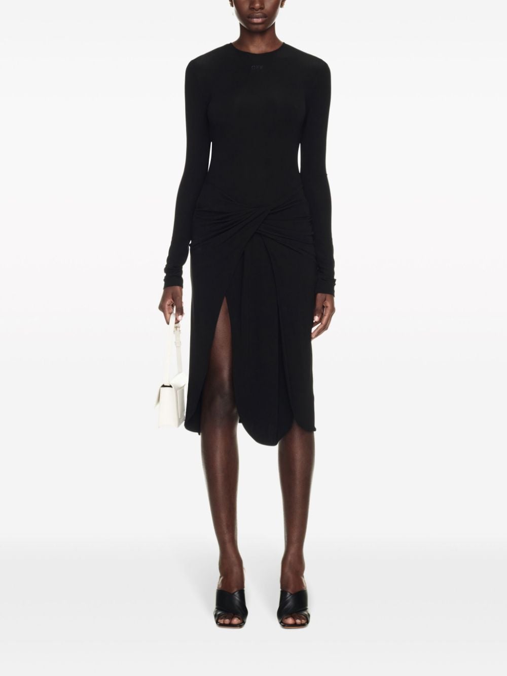 OFF-WHITE Off-White Twist-Detail Midi Dress