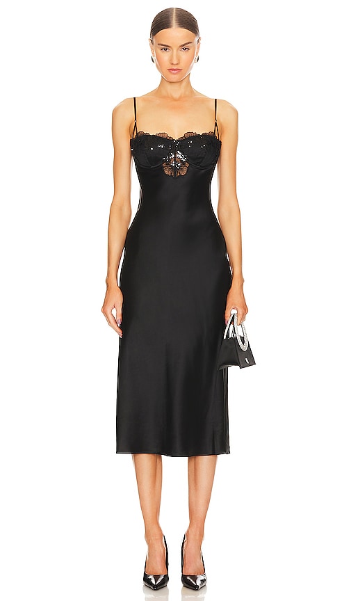 fleur du mal sequin dress Fleur Du Mal Sequin Violet Embroidery Slip Dress In Black - 30% Off