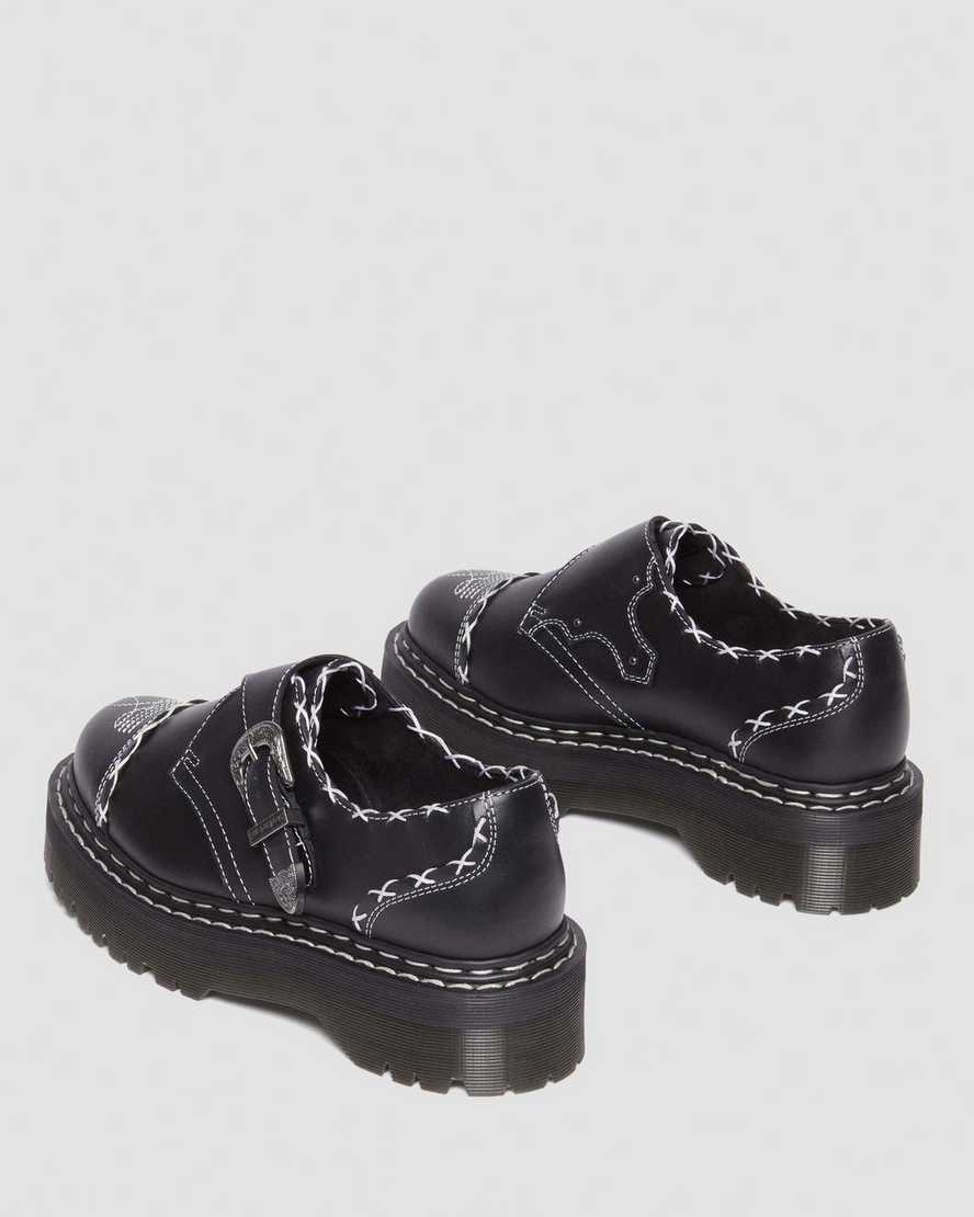 Dr. Martens Monk Gothic Americana Leather Platform Shoes - Black