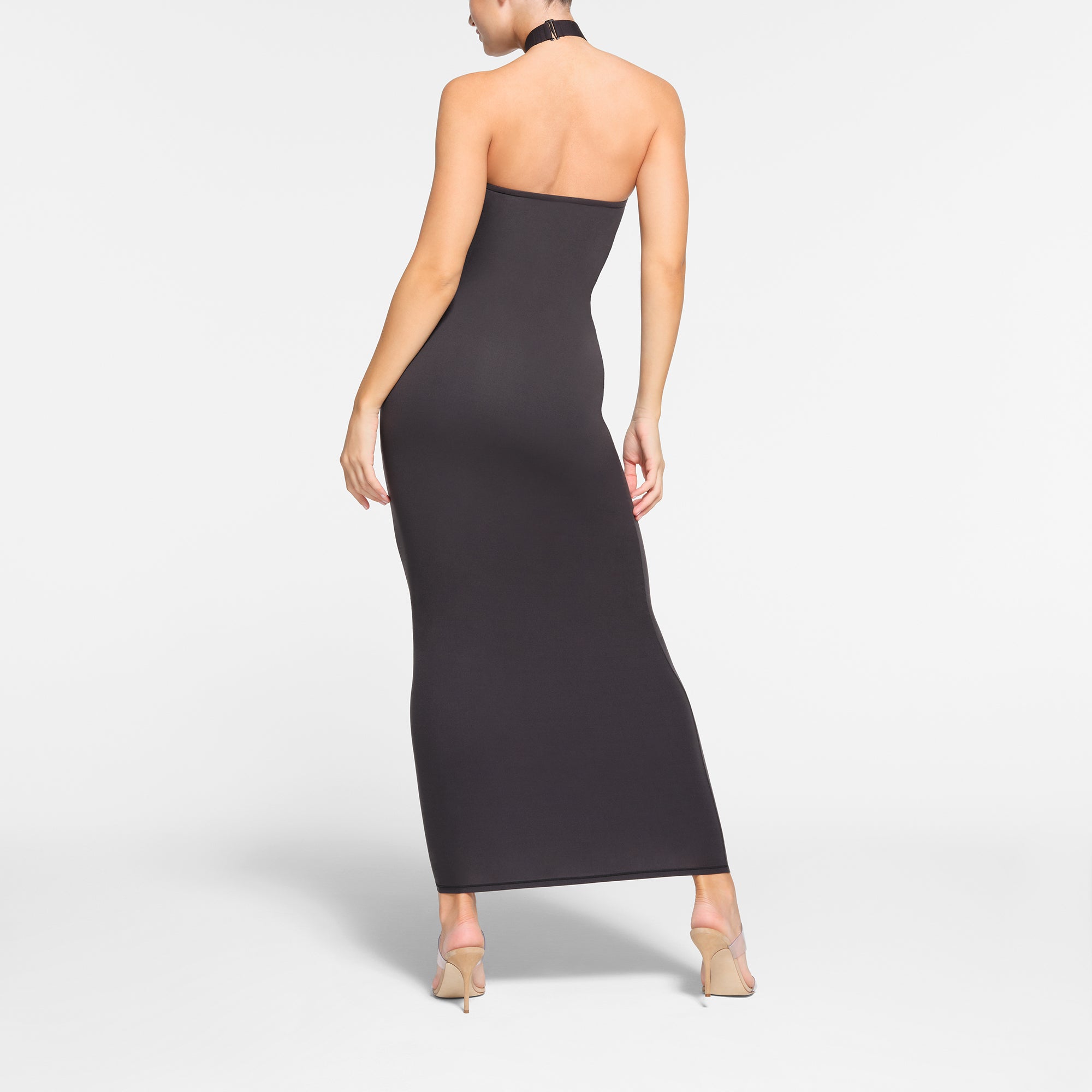 Skims Fits Everybody Wrap Long Slip Dress - Onyx | Editorialist