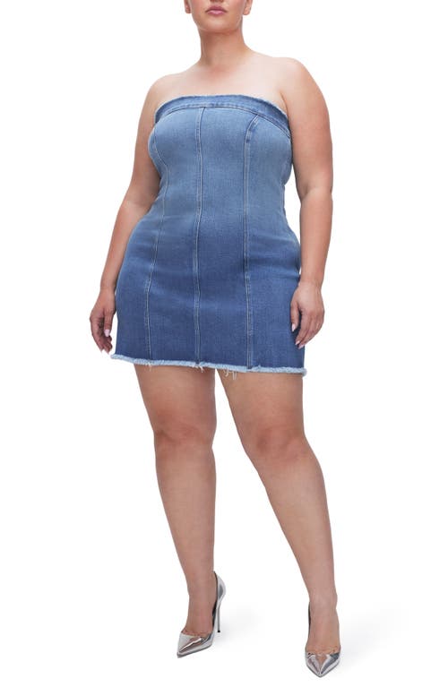 good american denim tube mini dress Good American Tube Dress Womans Size 4 in Indigo Denim Jean Mini Sexy GTD014