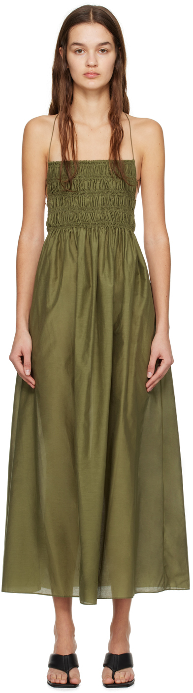 Matteau Shirred Maxi Dress In Olive - 51% Off | Editorialist Matteau Shirred Maxi Dress In Olive - 51% Off | Editorialist