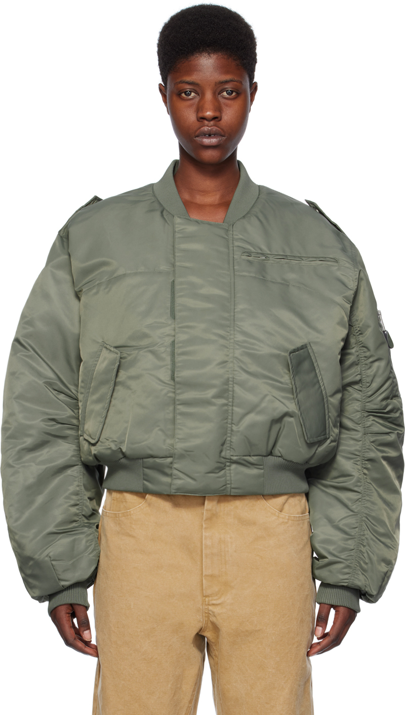 Entire Studios Khaki A-2 Bomber Jacket In Swamp - 33% Off