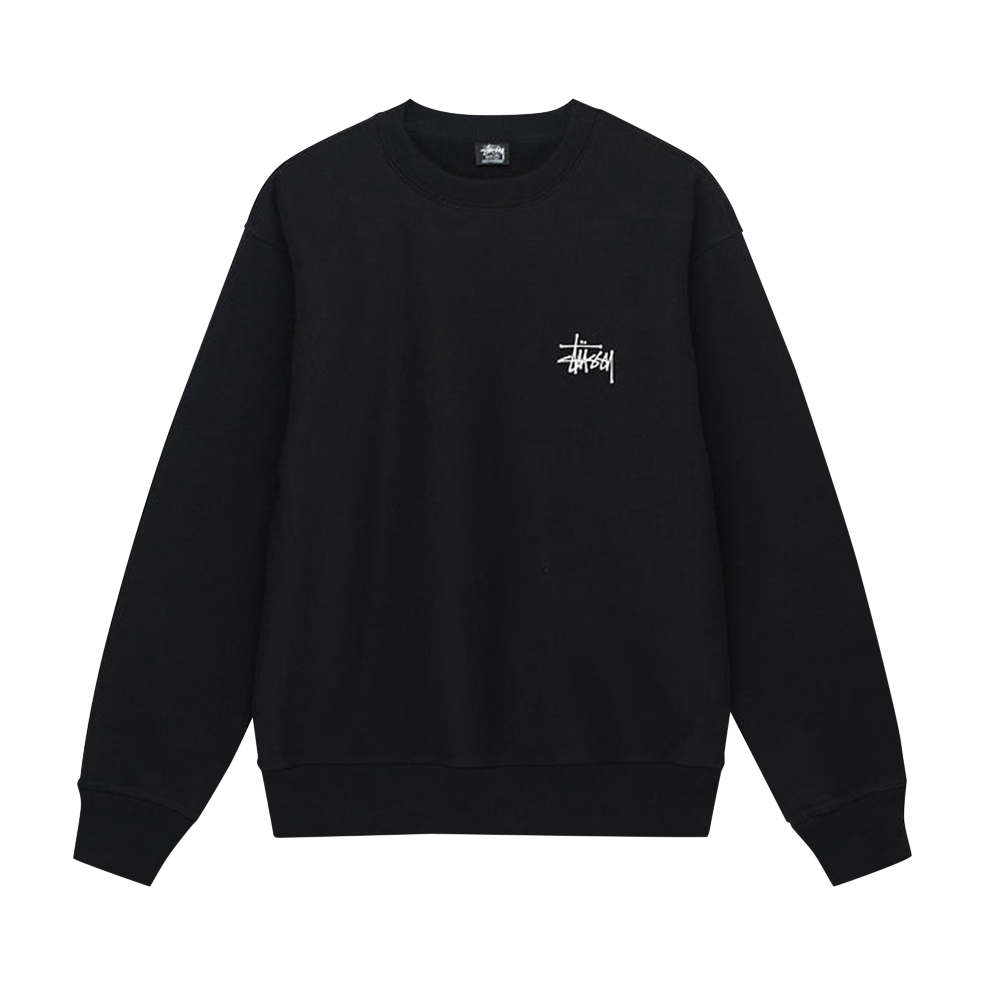 トップス OVERDYED STOCK LOGO CREW BLACK L StüSsy Stock Logo Crew - Black | Editorialist